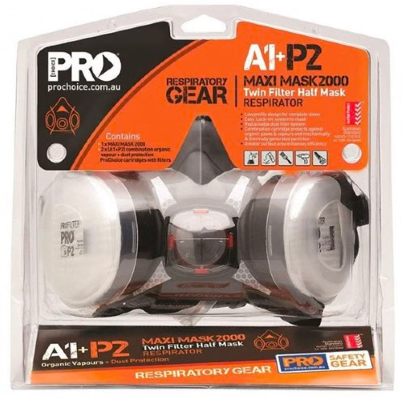 Maxi Mask 2000 Half Mask Respirator with A1P2 Filters (Assembled)